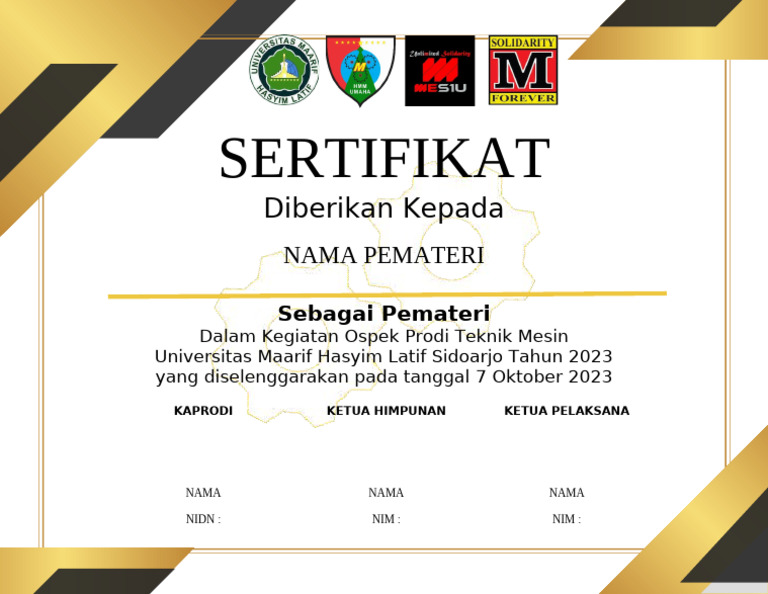 Sertifikat Pemateri Mentahan | PDF