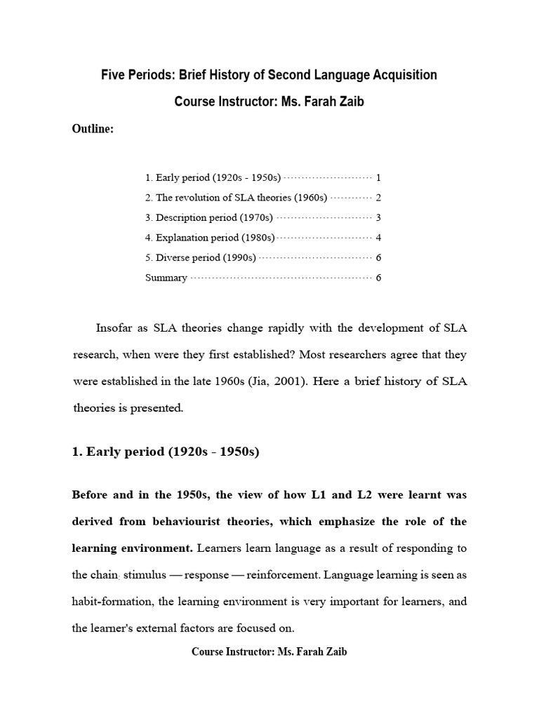 Week 2 Brief History of Sla | PDF | Second Language Acquisition ...