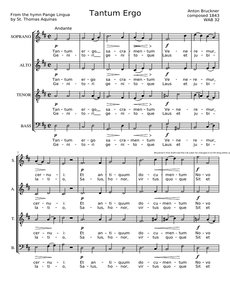 Tantum Ergo in D Major WAB 32 - Anton Bruckner | PDF