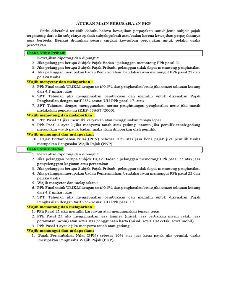Aturan PKP | PDF
