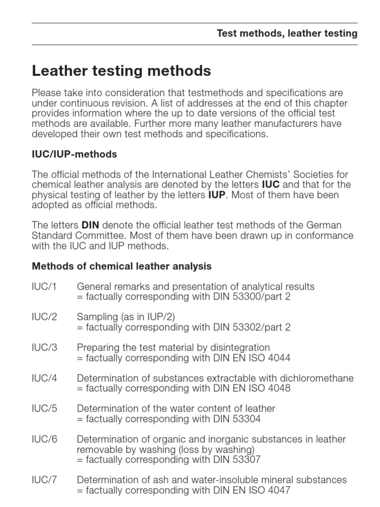 Leather Testing Methods03!02!03 | PDF | Leather | Dye