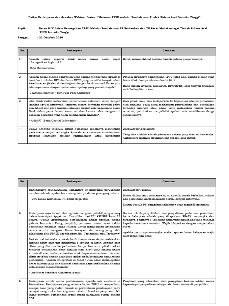 QnA Webinar Seri 1 | PDF