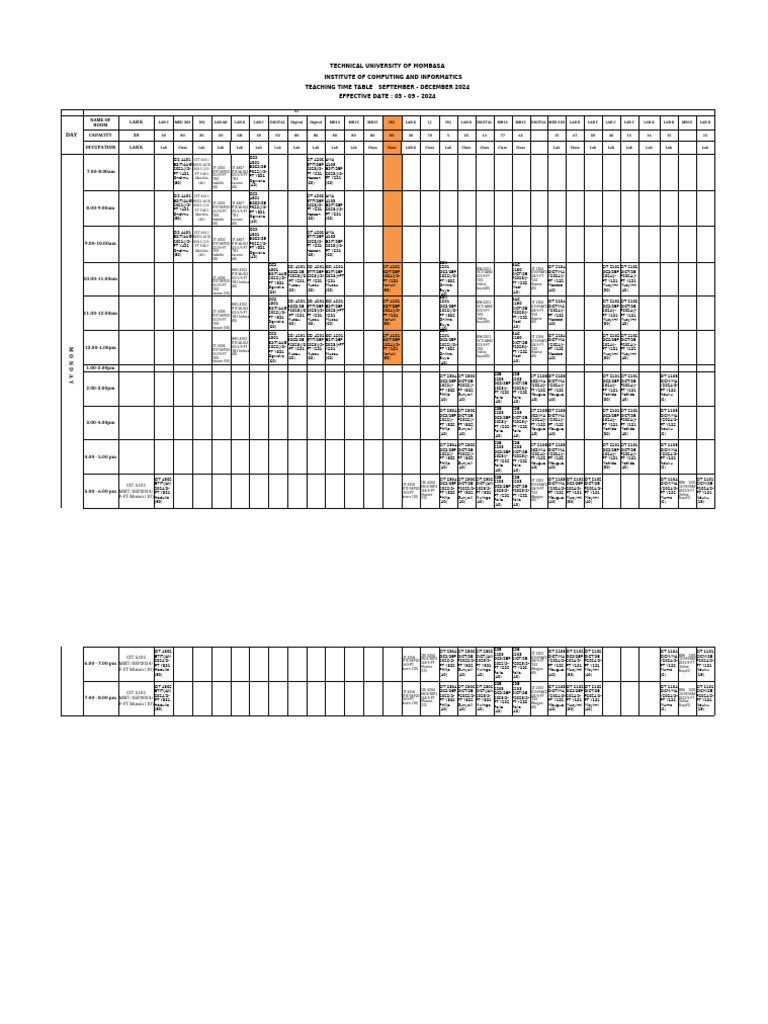 Ici Teaching Time Table Sep Dec 2024-Marked | PDF