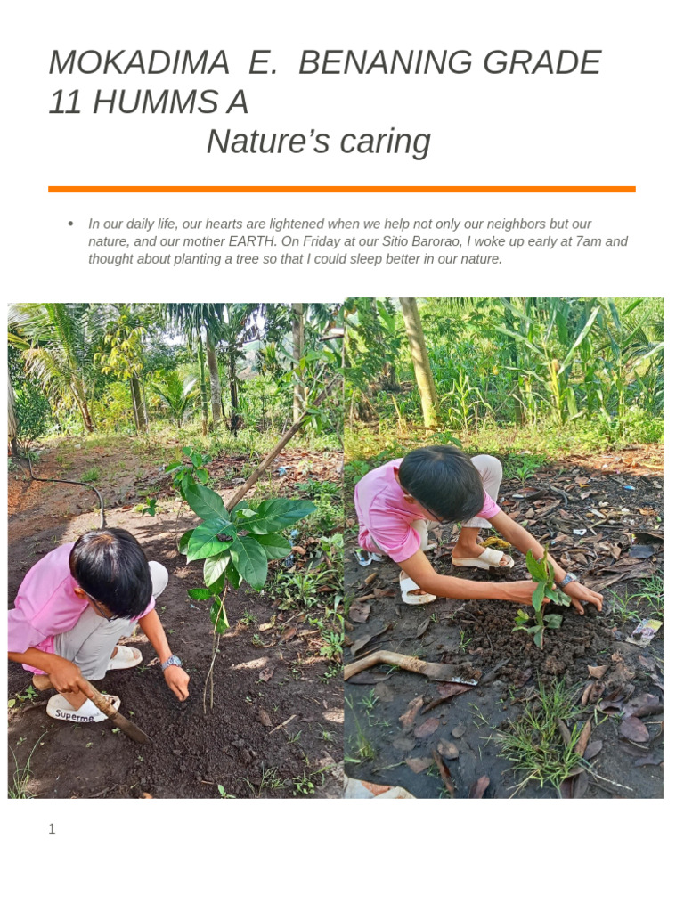 Mokadima E. Benaning Grade 11 Humms A Nature's Caring | PDF