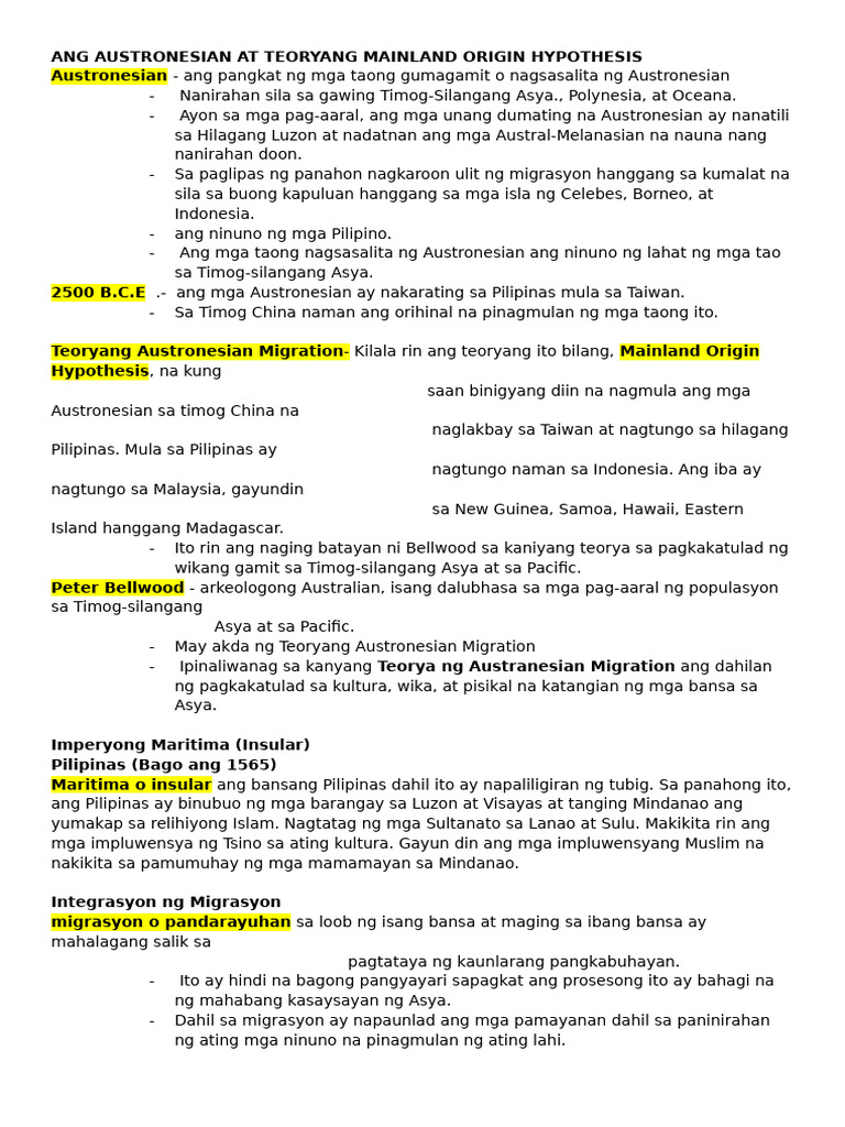Ang Austronesian at Teoryang Mainland Origin Hypothesis | PDF