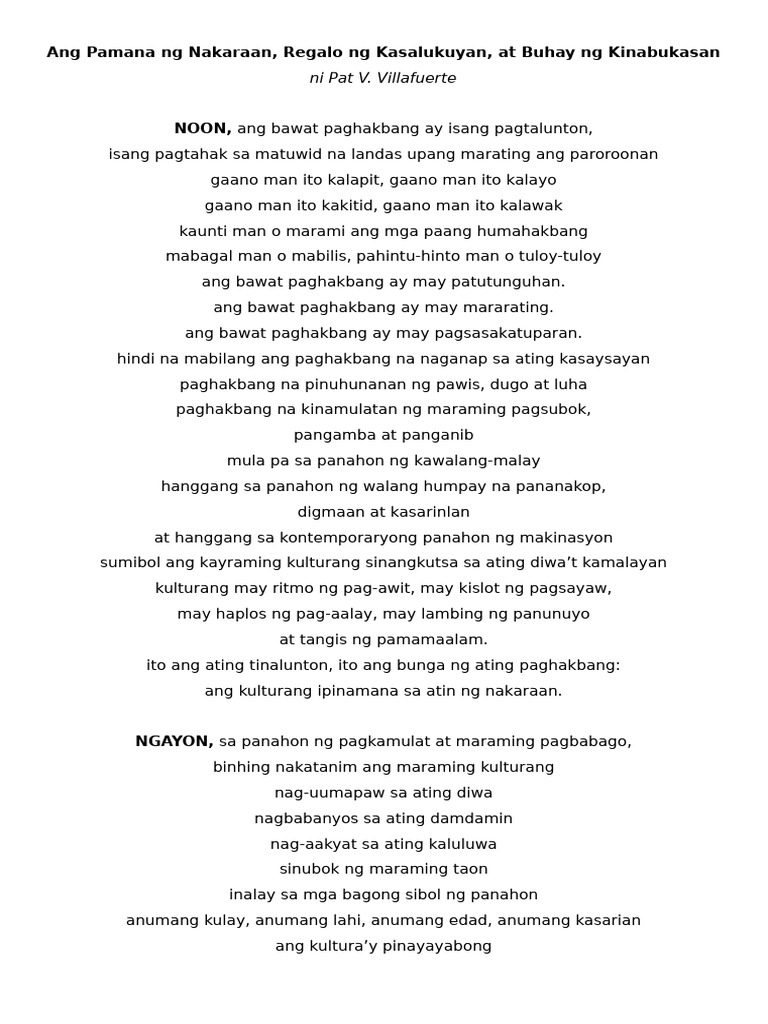 Ang Pamana ng Nakaraan | PDF