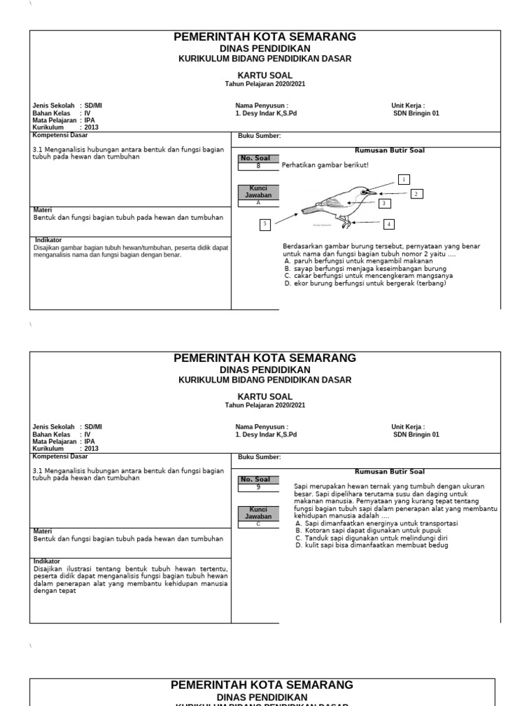 KARTU SOAL Tugas Rummah | PDF