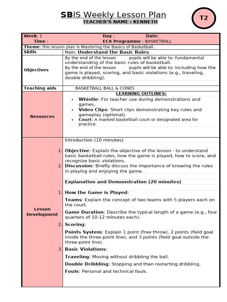 ECA's Weekly Lesson Plan (T2) Primary | PDF
