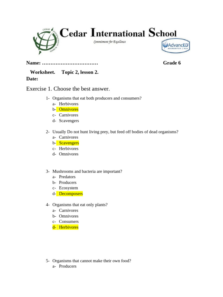 Gr-6 worksheet 4. topic 2.lesson -2 - AK | PDF