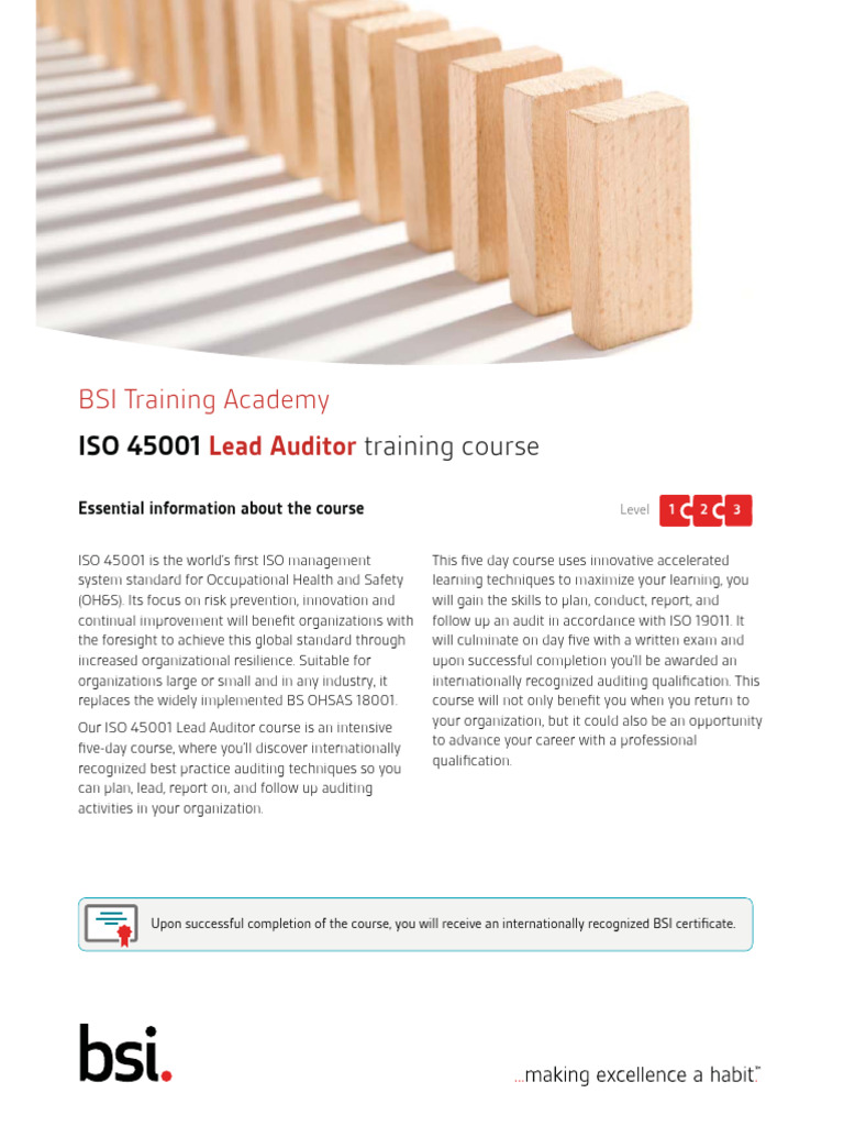 Th Ohs 45001 Lead Auditor Course Guide | PDF
