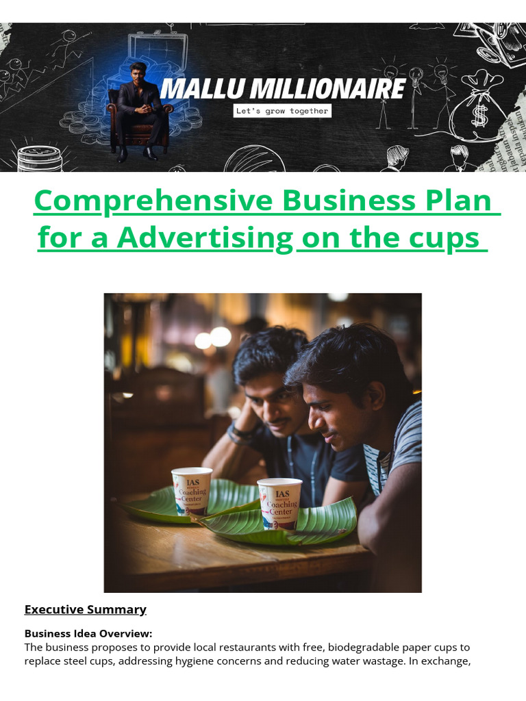 Paper Cups Advertising Business Proposal | PDF | Trademark | Business