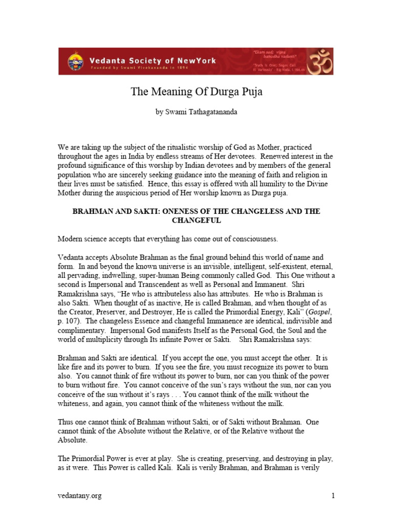 The Meaning of Durga Puja | PDF