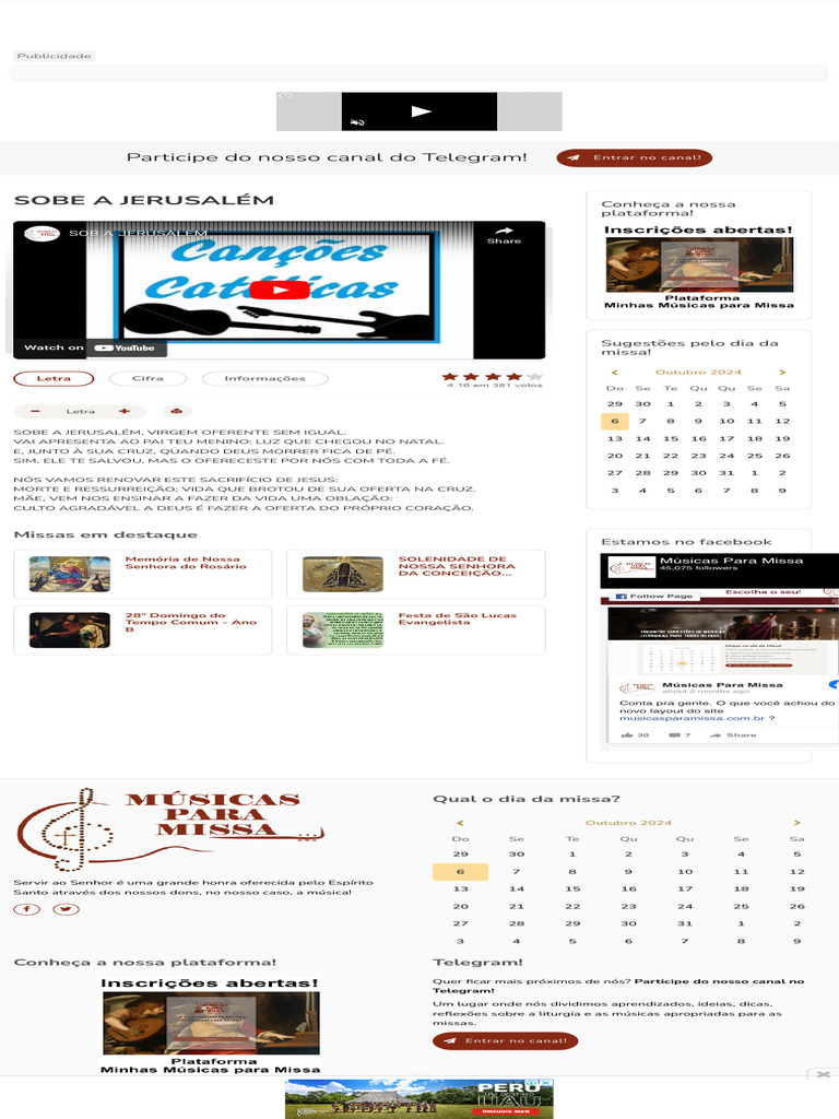 SOBE A JERUSALÉM - Músicas para Missa | PDF