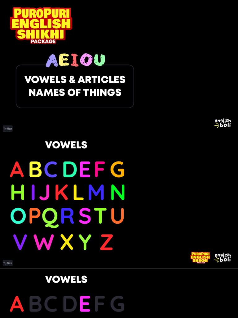 Aeiou: Vowels & Articles Names of Things | PDF