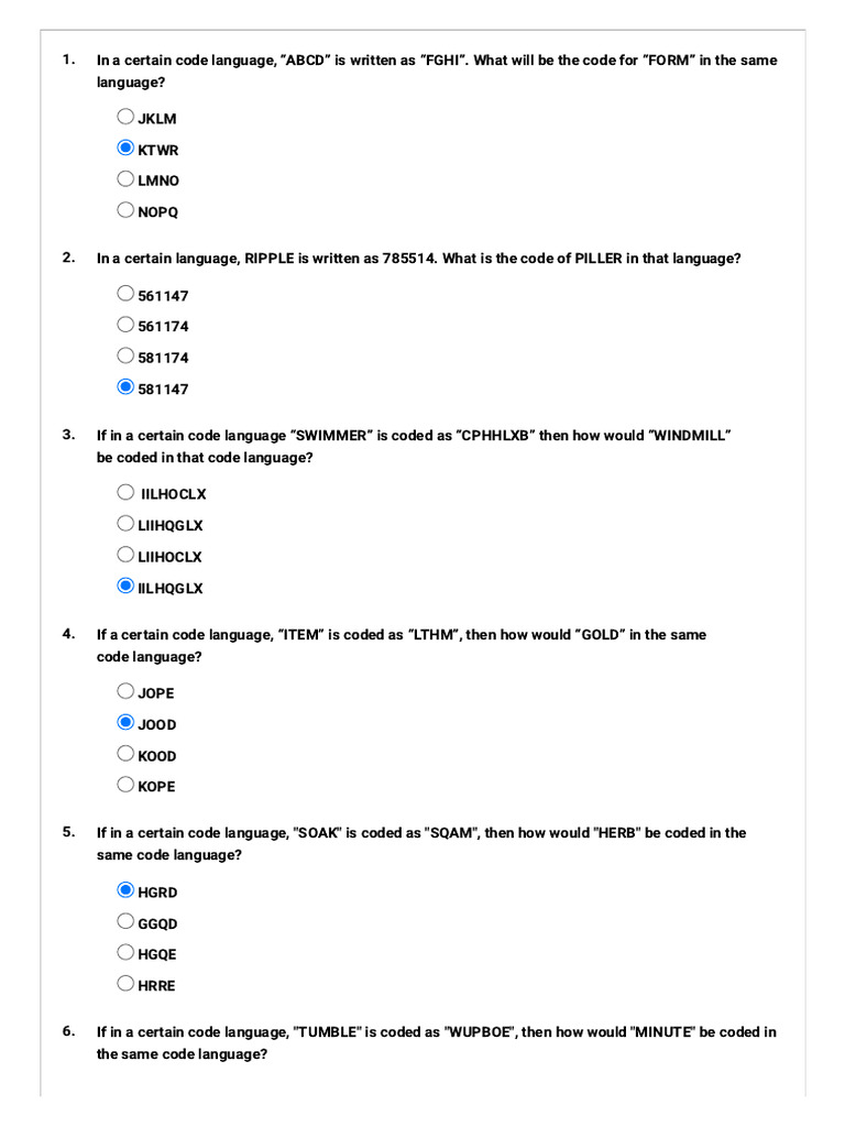 Test-5 Coding & Decoding | PDF