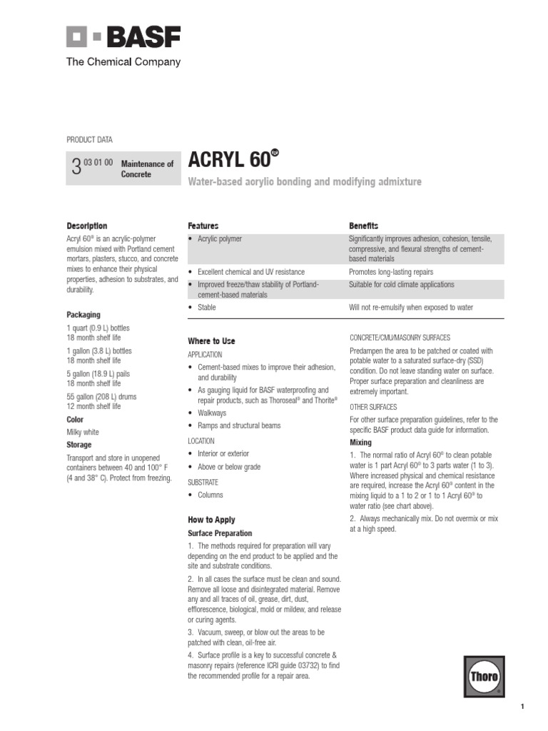 Acryl 60 Spec Sheet | PDF