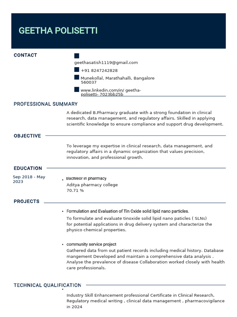 Geetha - Banglore - Resume | PDF
