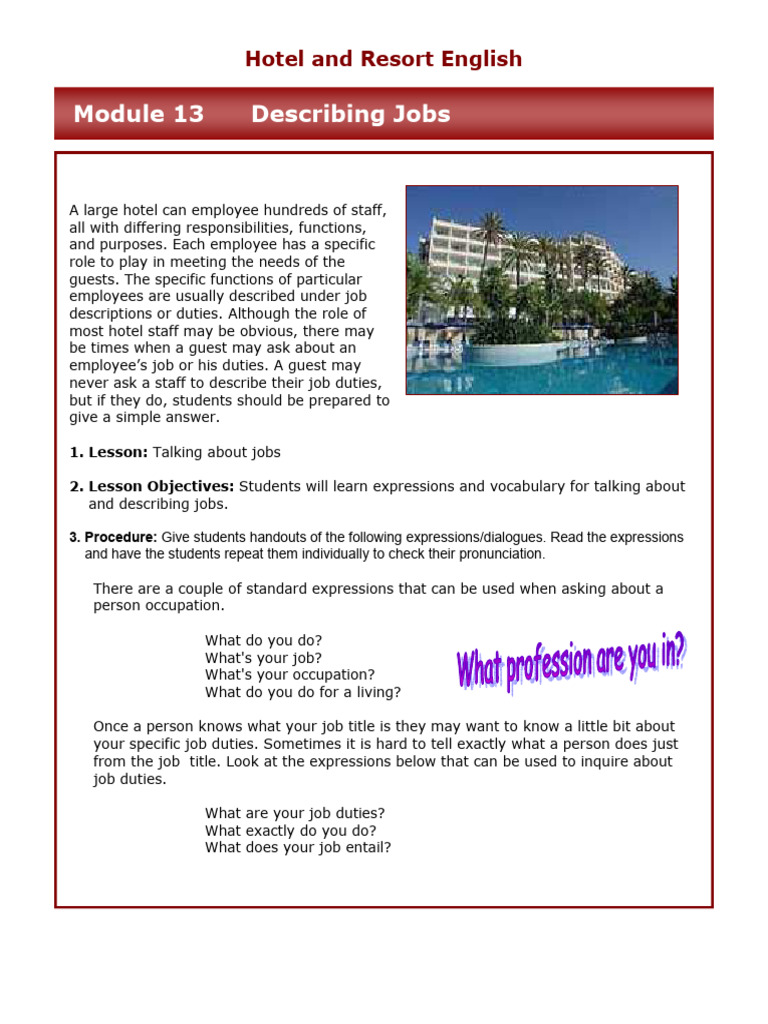 13 Describing Jobs | PDF
