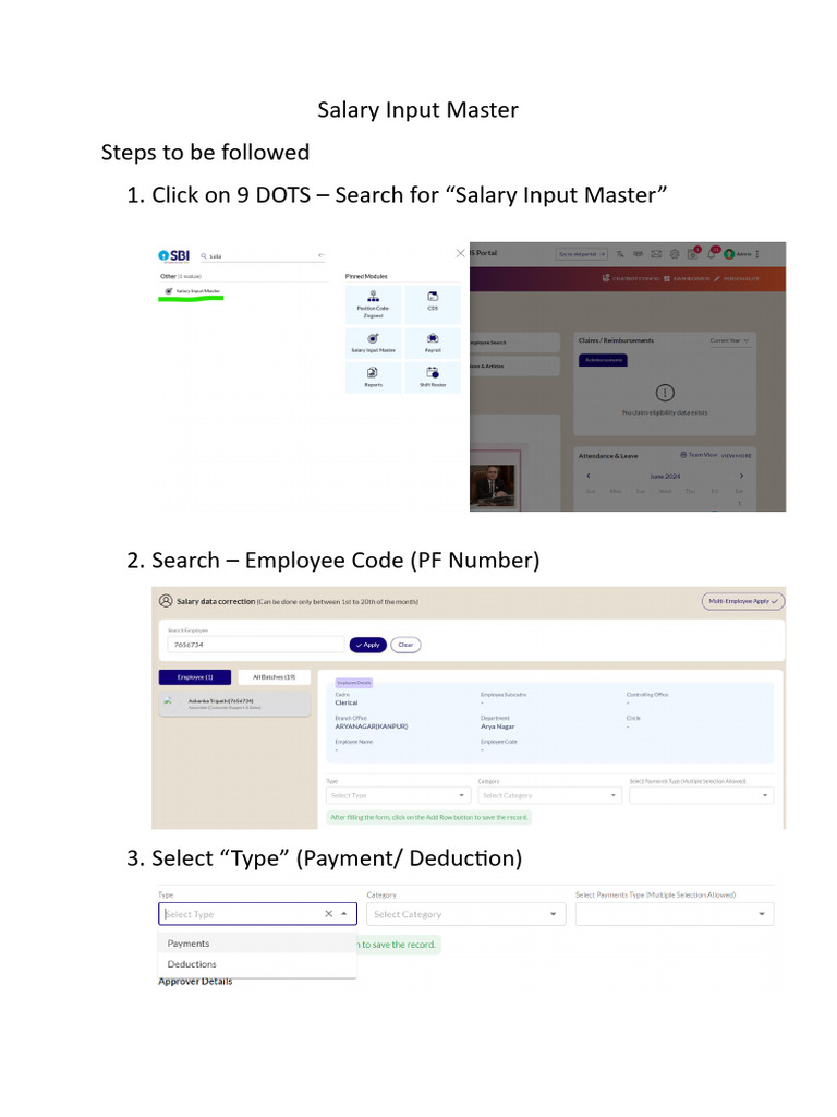 Salary Input Master - UserManual | PDF