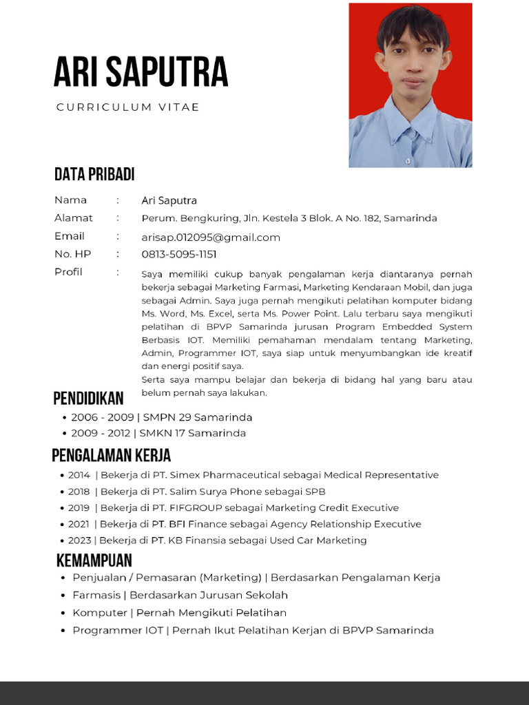 Curriculum Vitae (CV) - Ari Saputra | PDF
