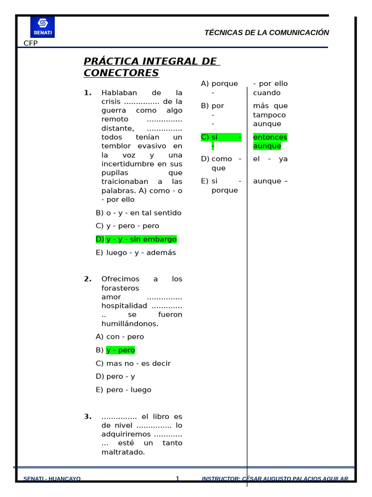 Práctica de Conectores en Comunicación | PDF