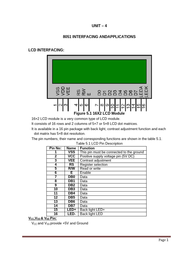 LCD - Keyboard-Temp-Waveform Generation 8051 Interfacing Notes | PDF