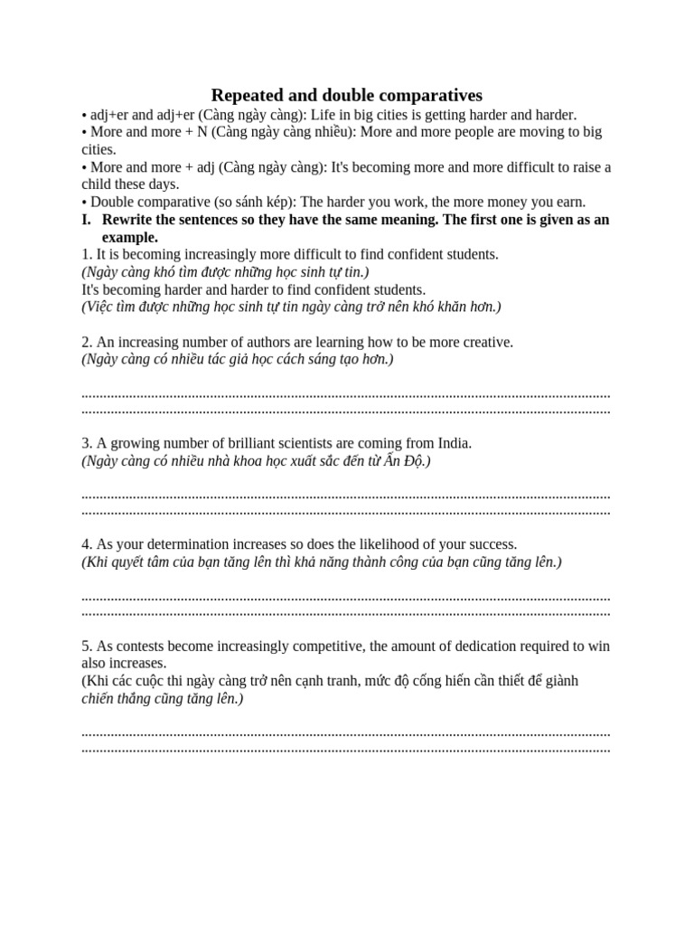 Repeated and Double Comparatives | PDF
