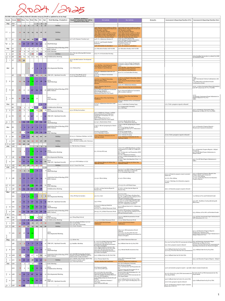 Draft 2 - LA 2024-2025 School Calendar - Draft 1 | PDF | Immunology ...