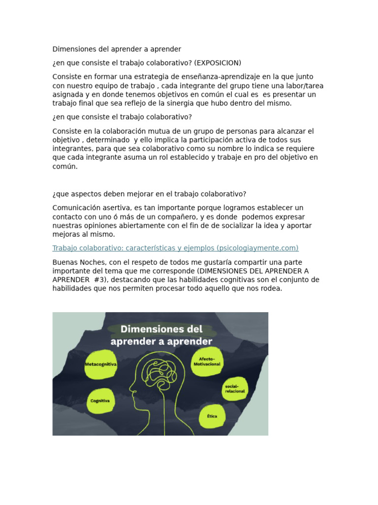 Dimensiones del aprender a aprender | PDF