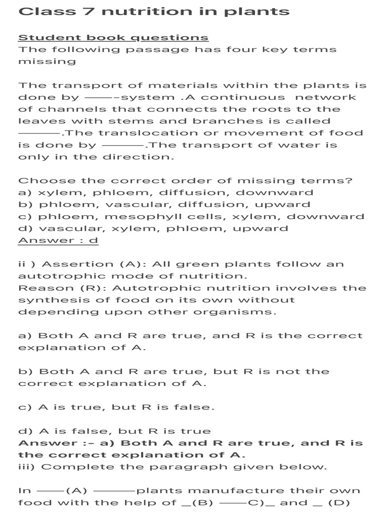Class 7 Nutrition in Plants | PDF