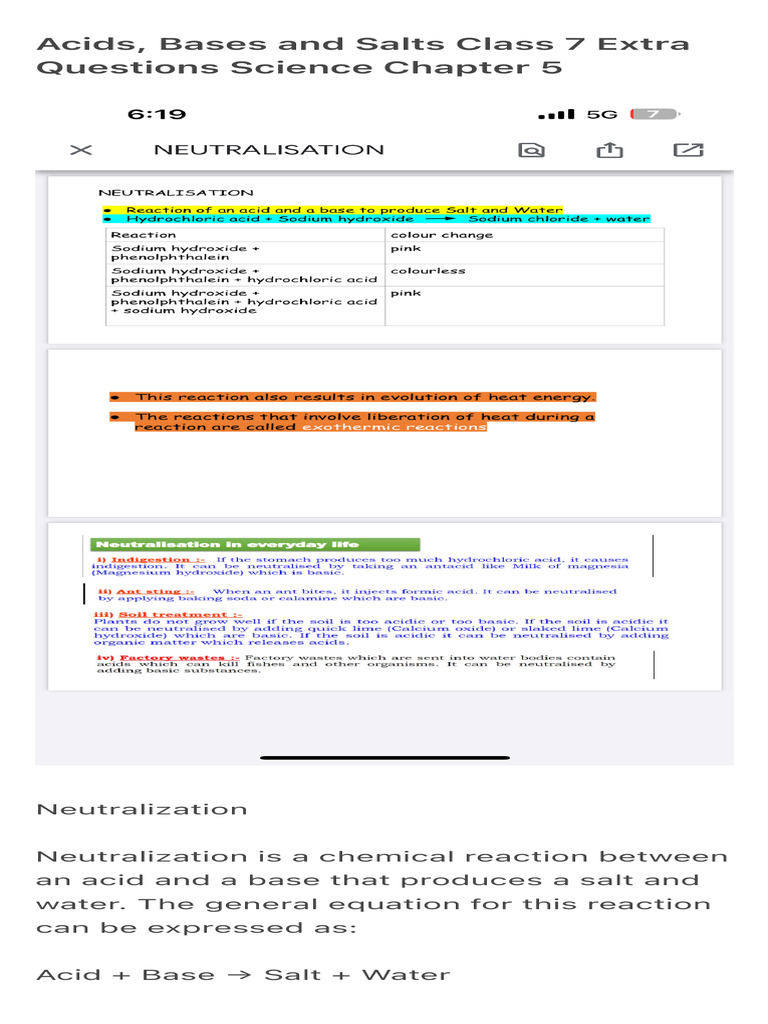 Acids, Bases and Salts Class 7 Extra Questions Science Chapter 5 | PDF