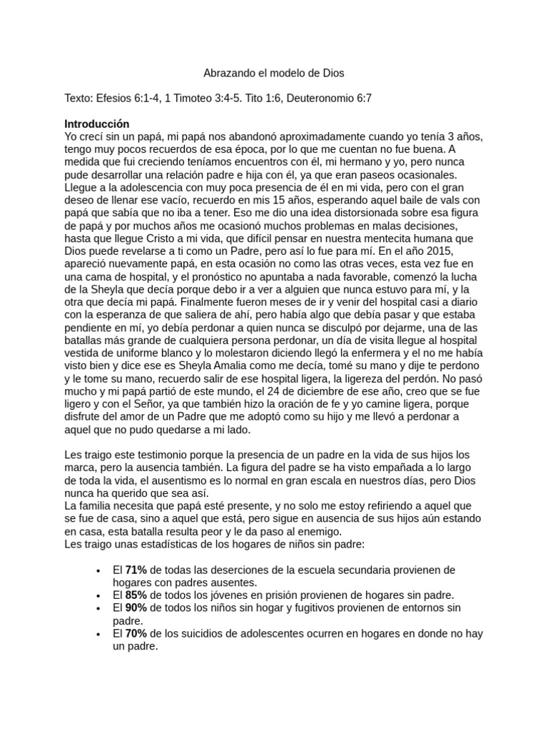 Abrazando El Modelo de Dios (Día Del Padre) | PDF