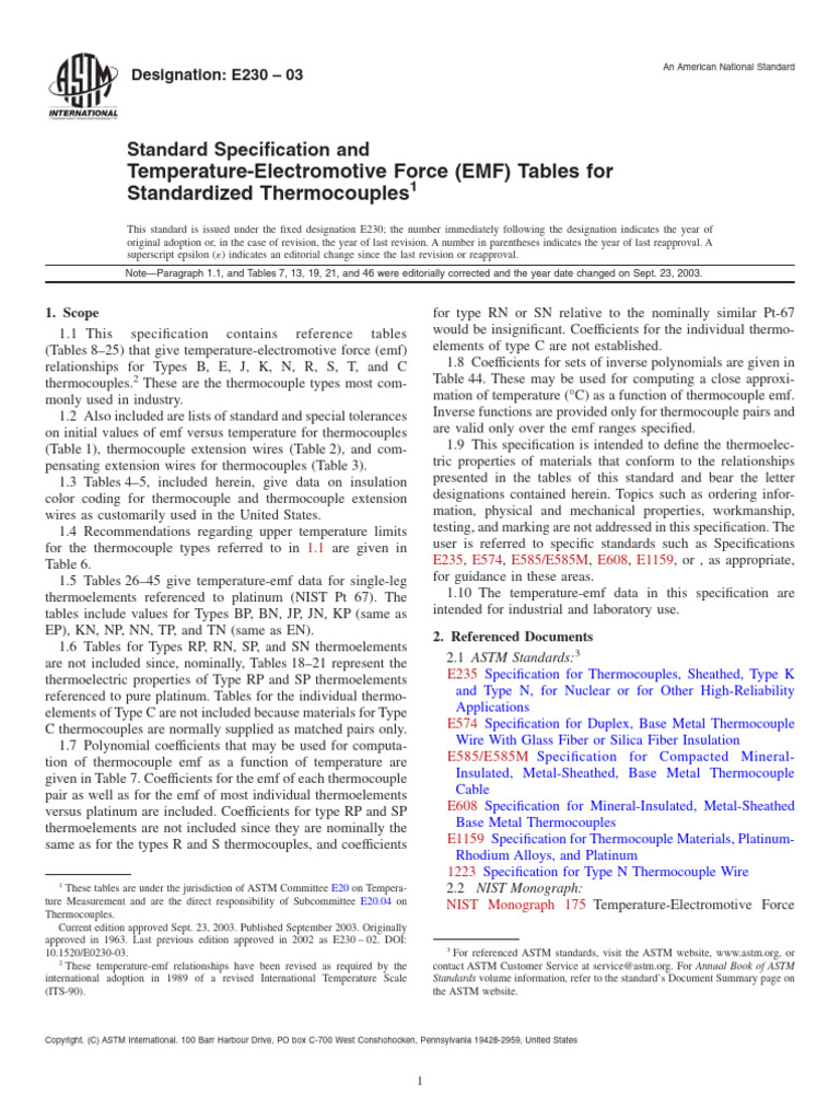 Astm E230 - 03 | PDF