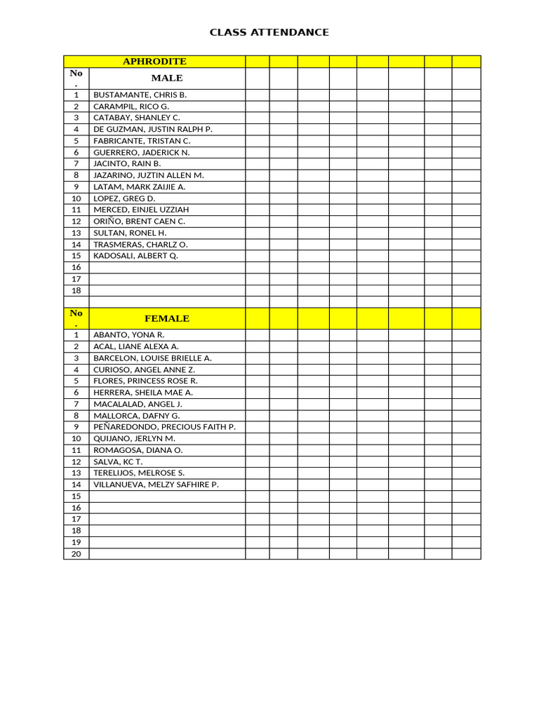 Temporary Class Attendance | PDF