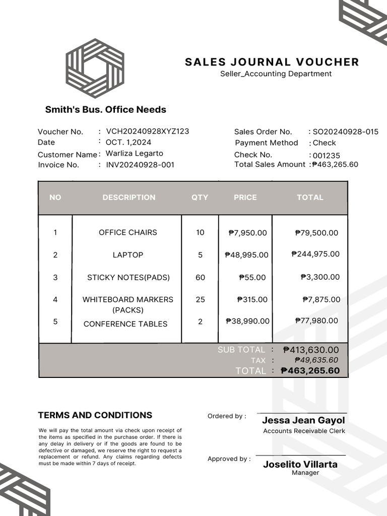 Sales Journal Voucher | PDF