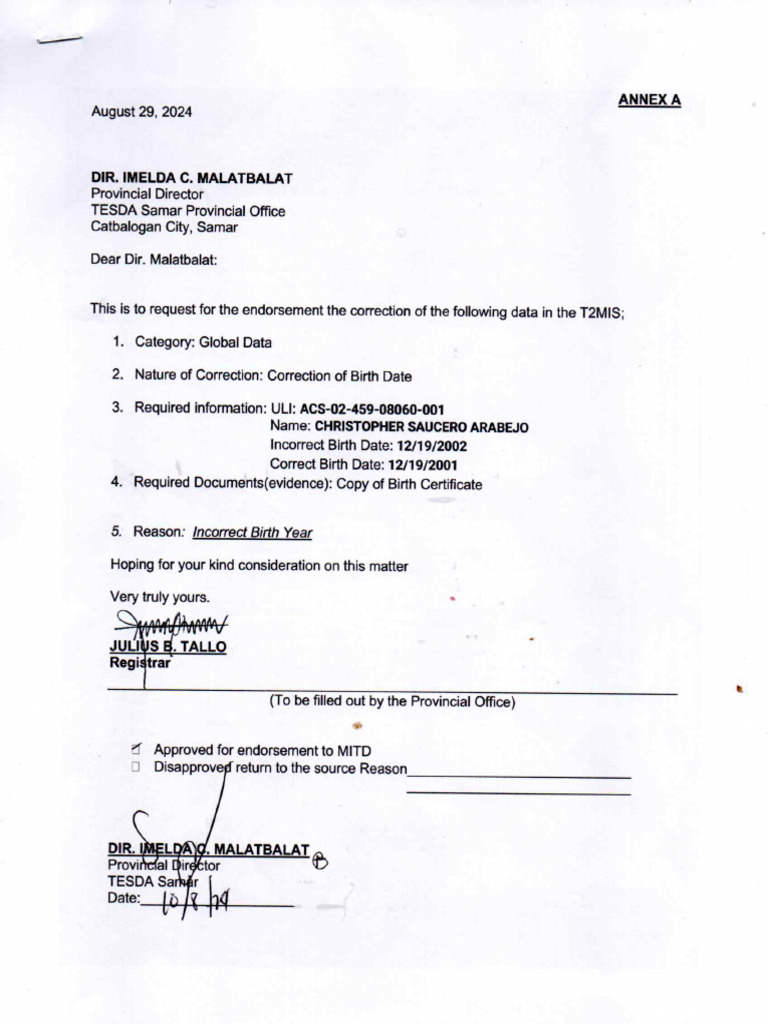 Correction of Birth Date | PDF