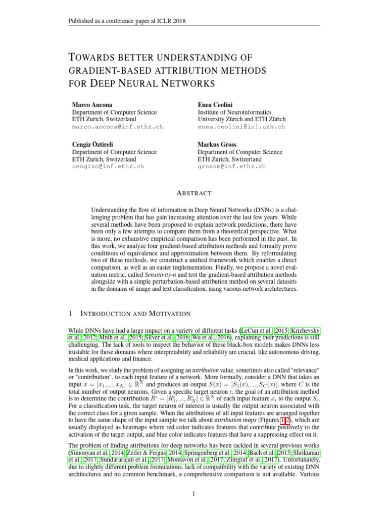 T - D N N: Owards Better Understanding of Gradient Based Attribution Methods FOR EEP Eural ...