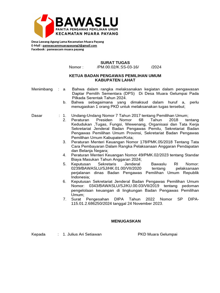 02 SURAT TUGAS P. Dps | PDF