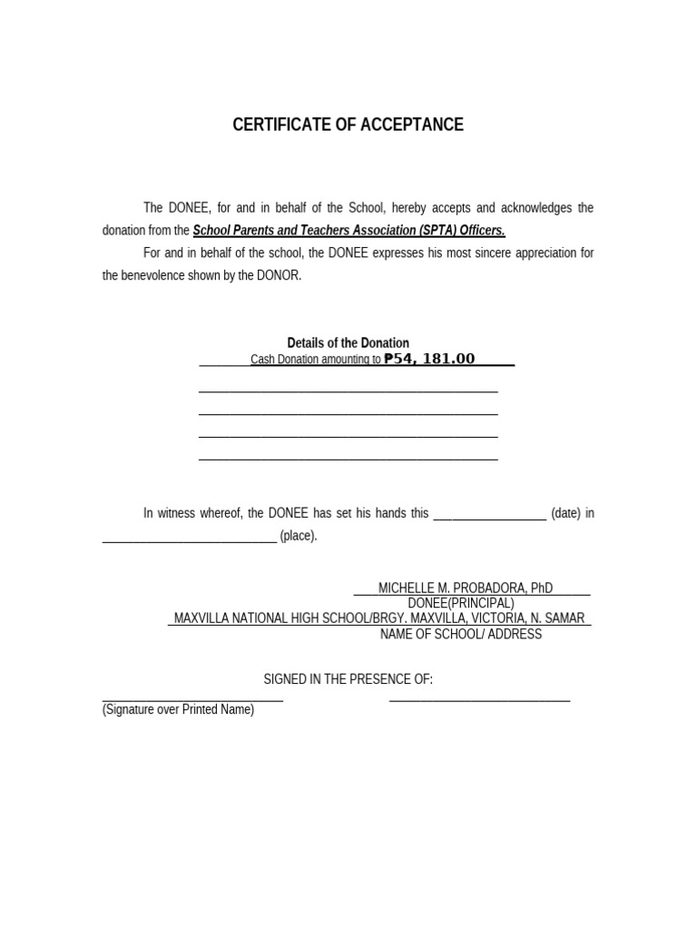 Deed of Acceptance New | PDF