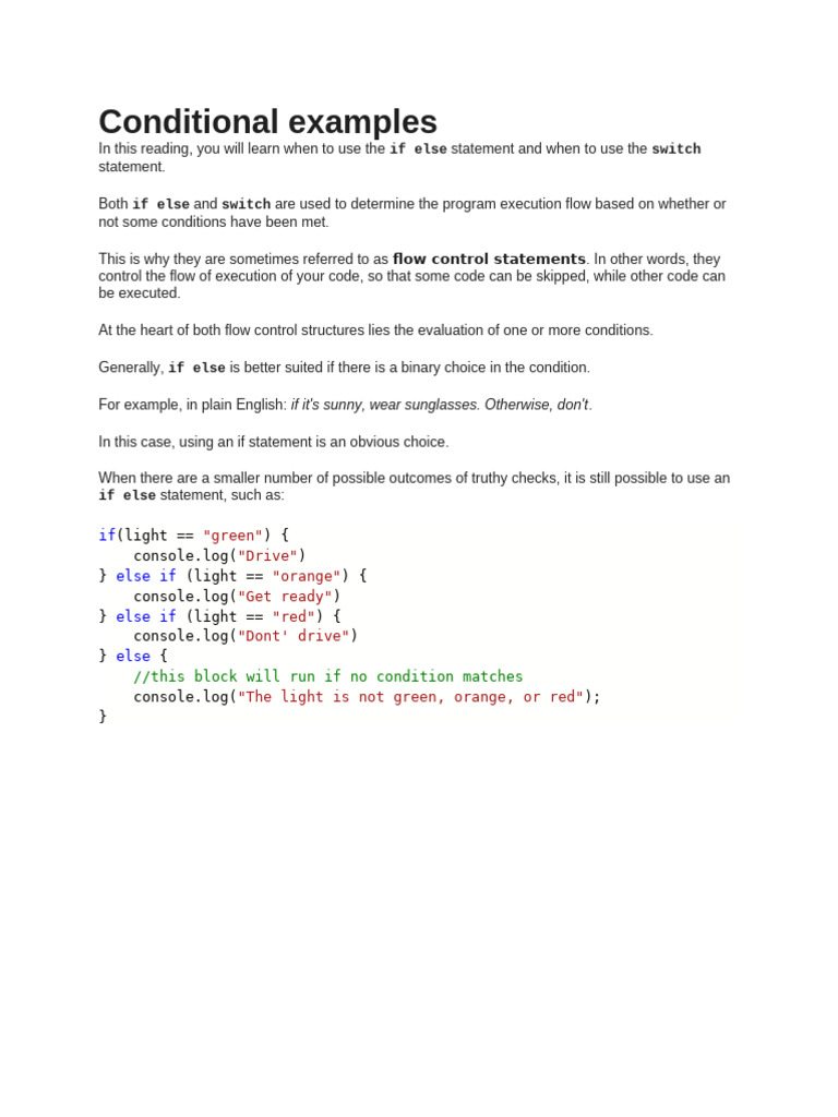 Conditional examples | PDF