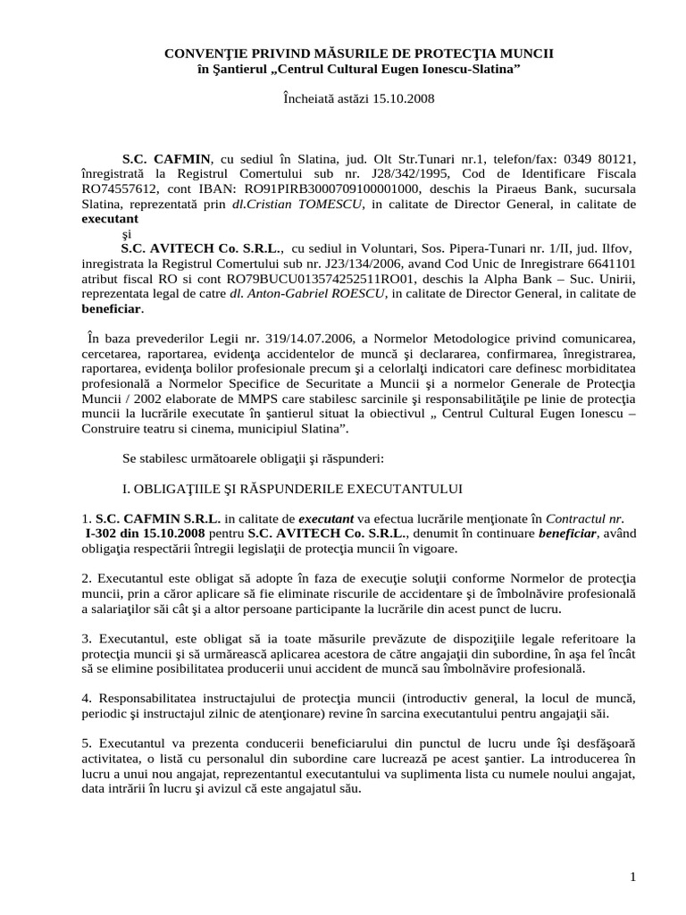 Conventie SSM - CAFMIN | PDF