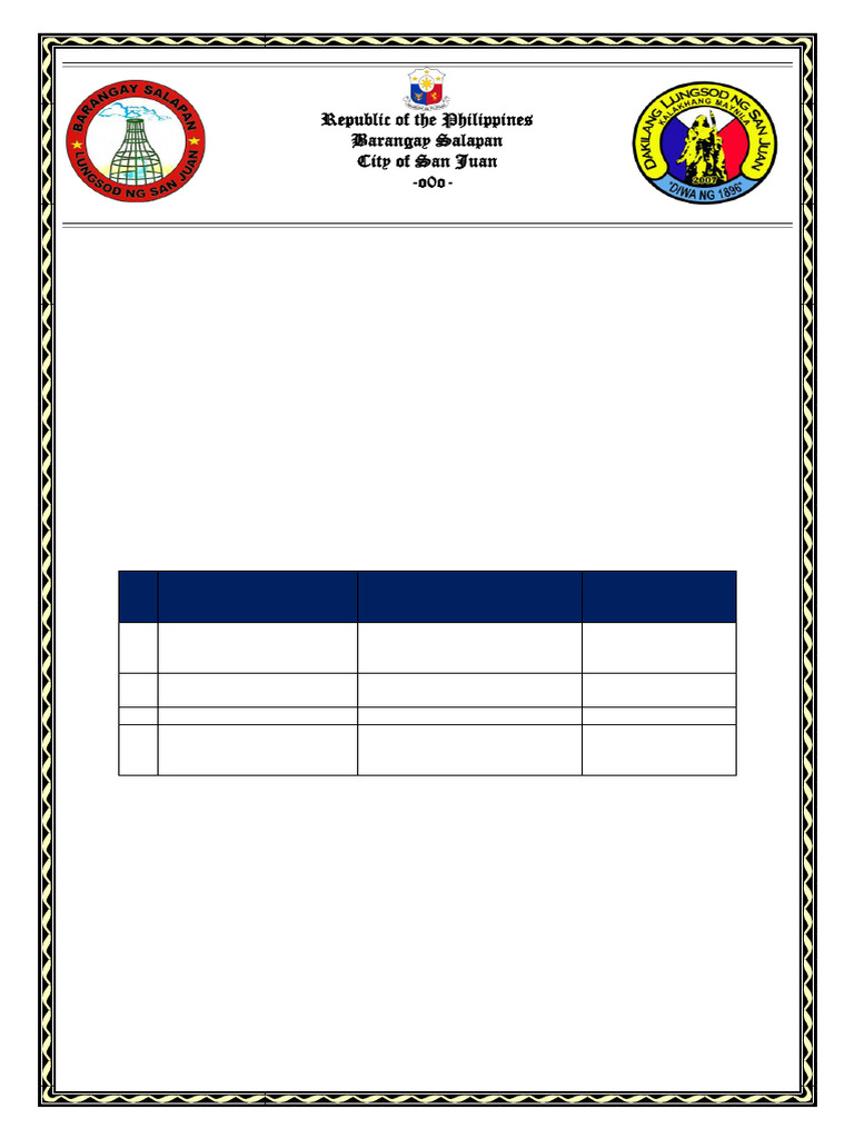 Office of The Punong Barangay: Republic of The Philippines Barangay ...