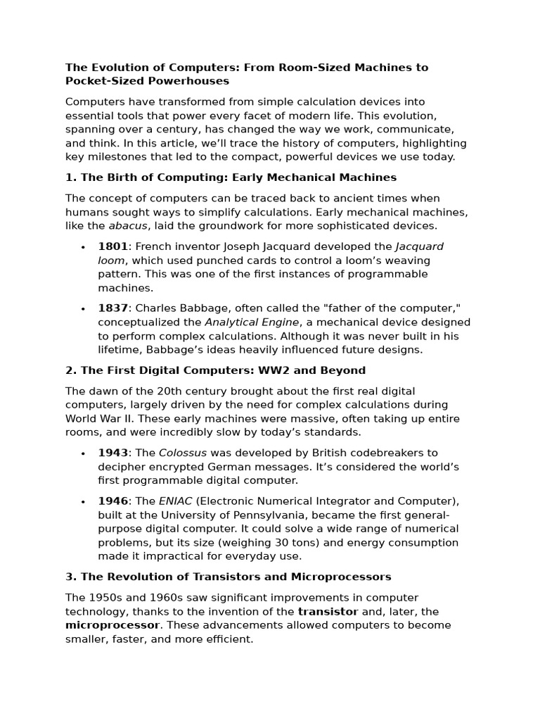 The Evolution of Computers | PDF