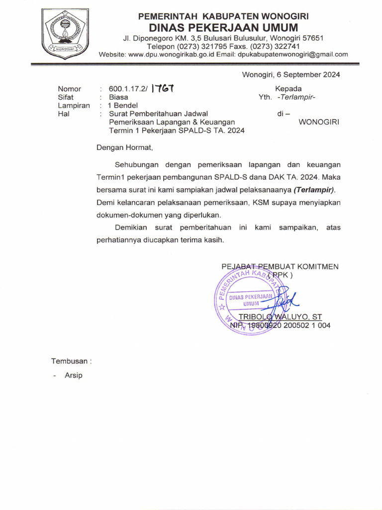 Surat Jadwal Pem Lap+Keu T - (Ngandong, Pasekan+Eromoko, Punduhsari) | PDF