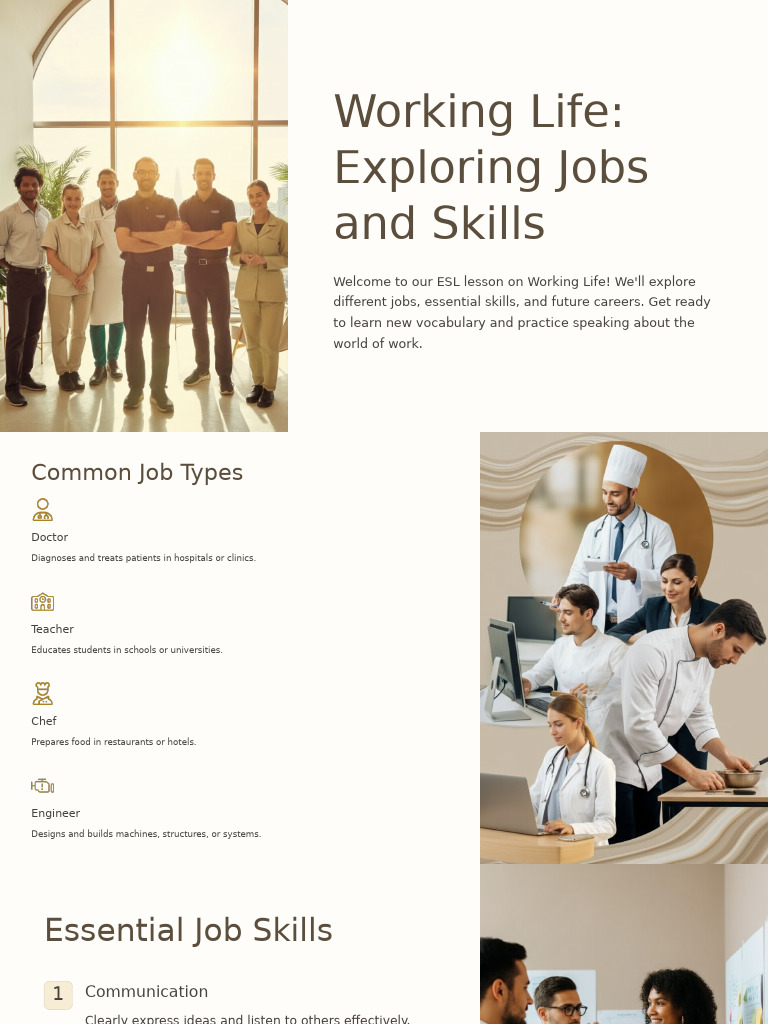 Lesson 7 Working Life Exploring Jobs and Skills | PDF