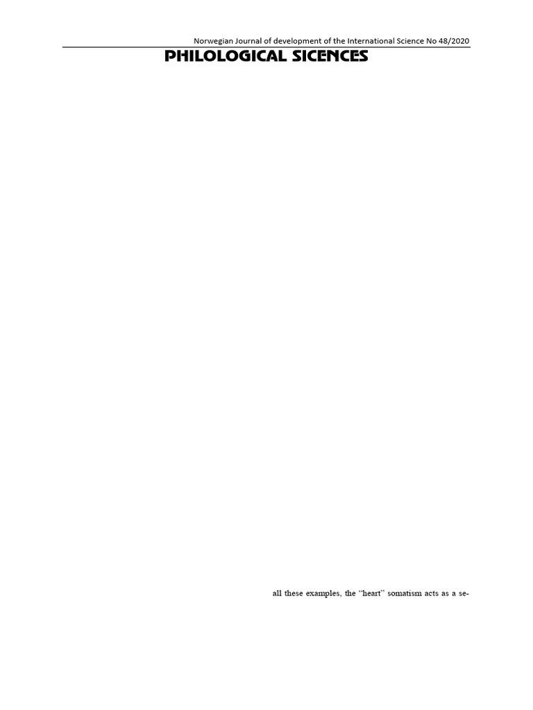 Functioning of Somatic Phraseological Units in The English Language | PDF