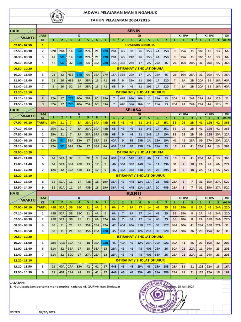 Jadwal Baru Oktober- 2024-2025 | PDF