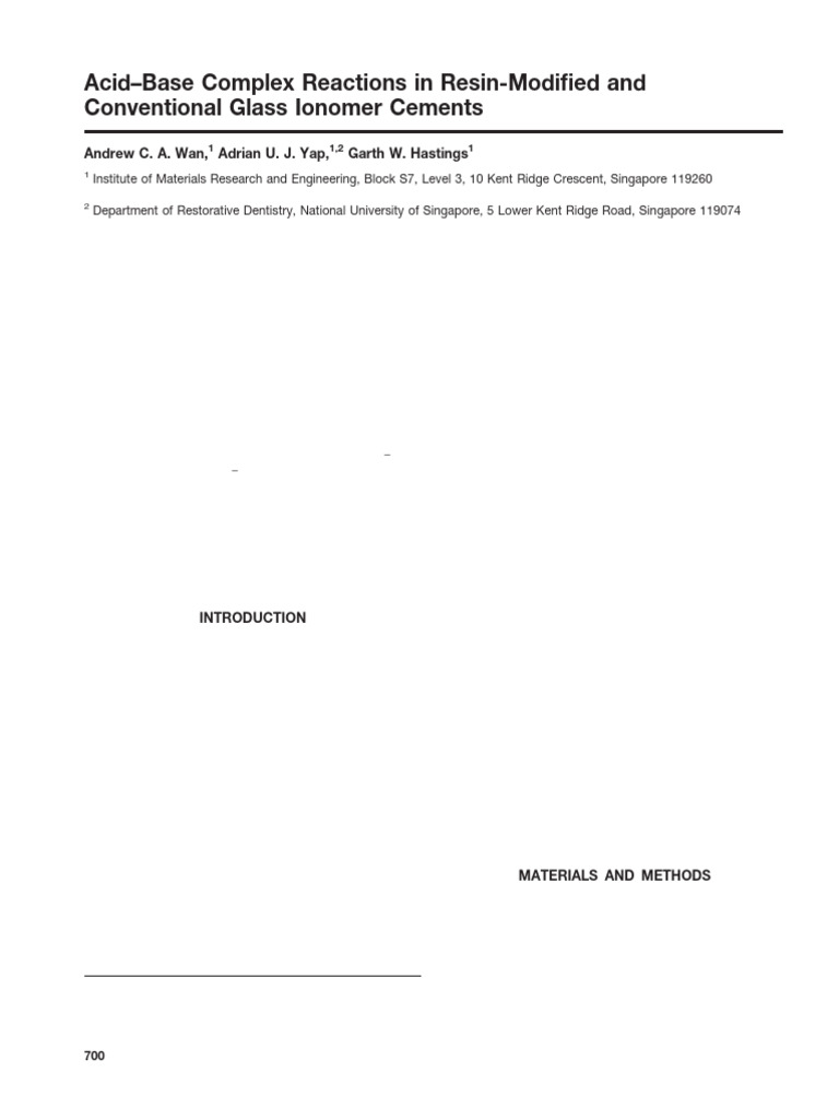 Acid-Base Complex Reactions in Resin-Modified and Conventional Glass ...