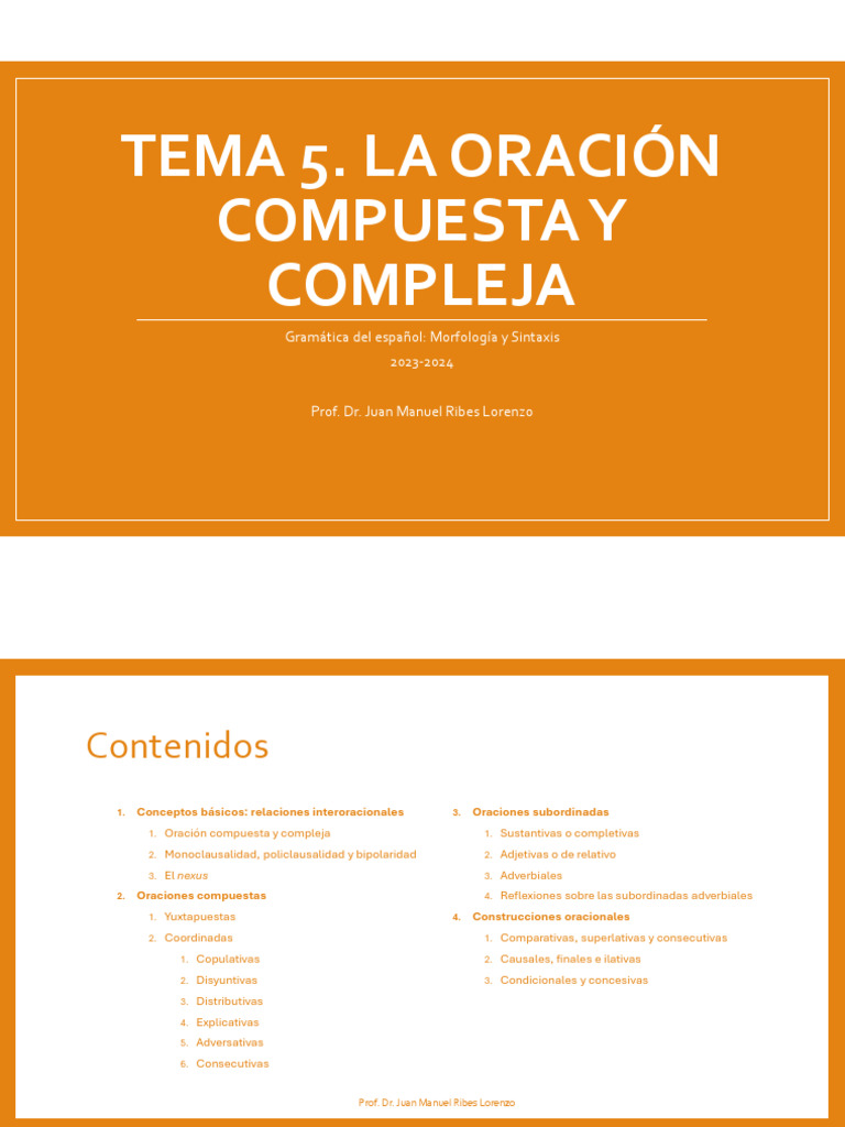 Tema 5 Parte 1 (Conceptos Básicos y Oración Compuesta) | PDF