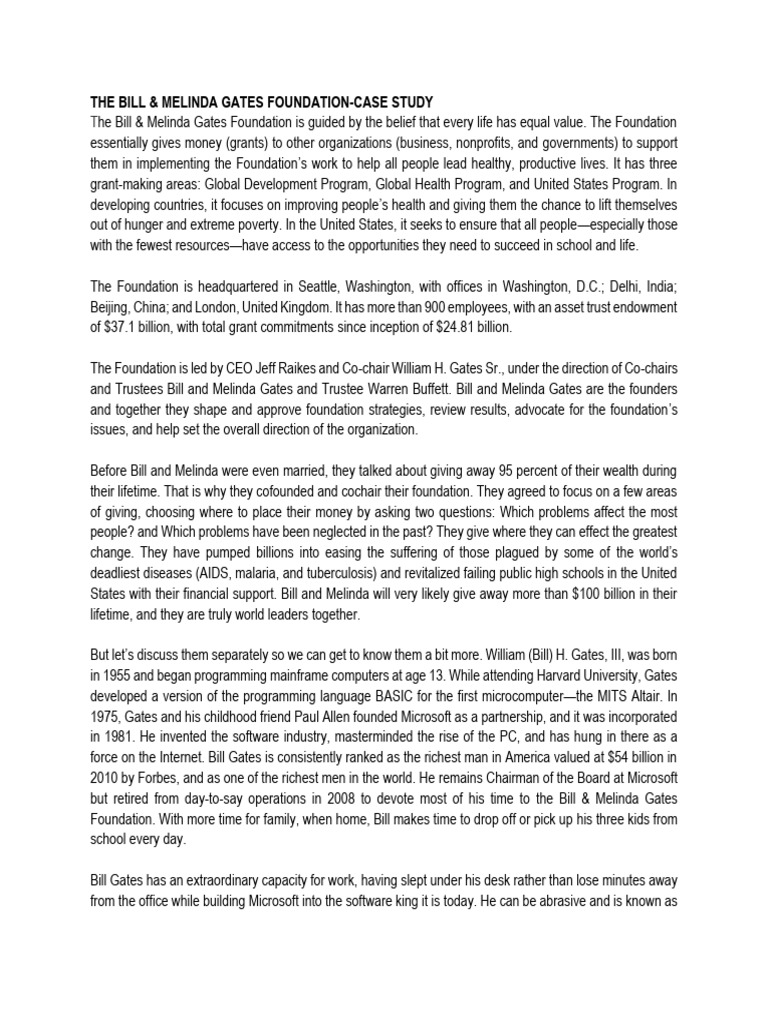 The Bill & Melinda Gates Foundation-Case Study | PDF